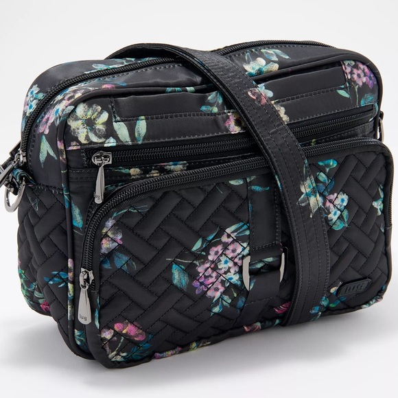 lug | Bags | Nwot Lug Carousel Xl Crossbody Flower Black Purse Travel ...